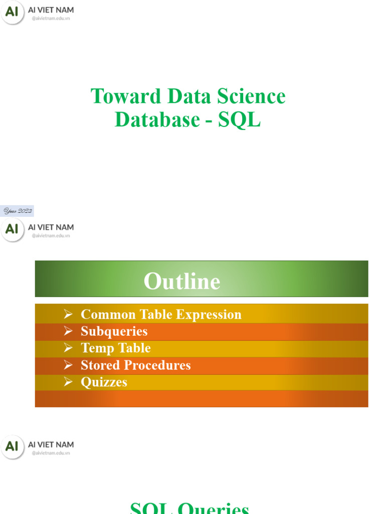 Toward Data Science Database - SQL: Year 2023 | PDF