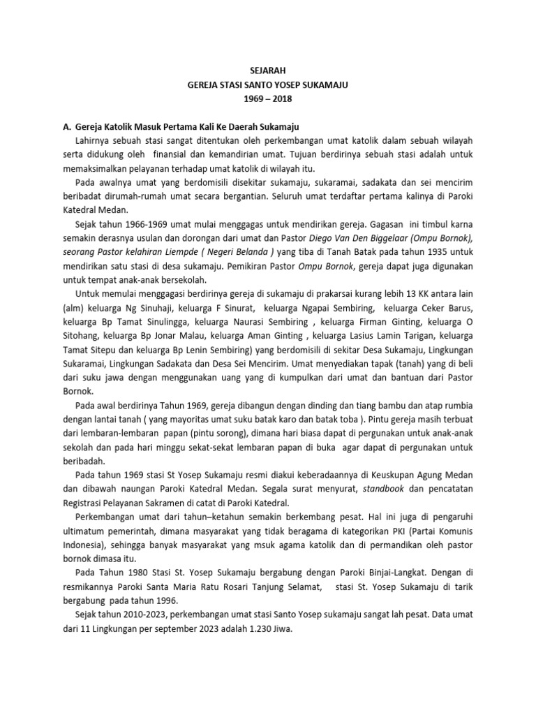 DRAFT SEJARAH GEREJA SUKAMAJU | PDF DRAFT SEJARAH GEREJA SUKAMAJU | PDF