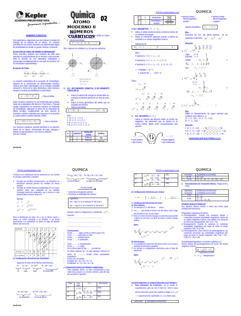 QI-07D-45 (T - Química Inorgánica - Átomo Moderno II - Números ...