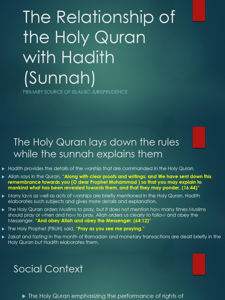 The Relationship of The Holy Quran With Hadith | PDF
