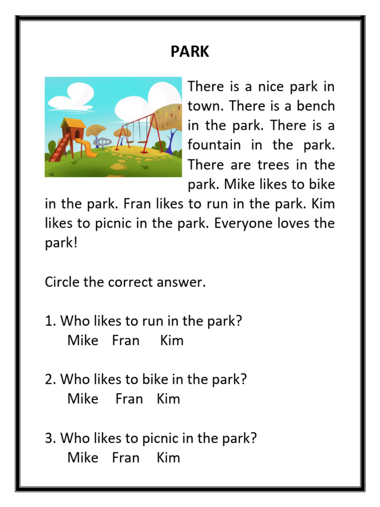 Grade 1 Reading Comprehension Passages | PDF | Cooking, Food & Wine ...