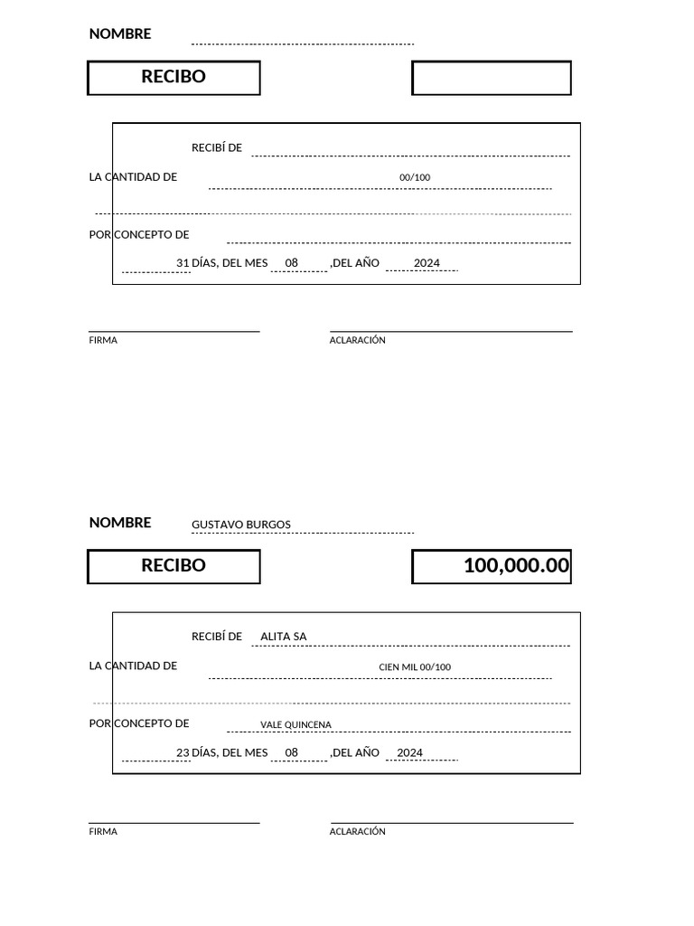 Modelo de Recibo | PDF