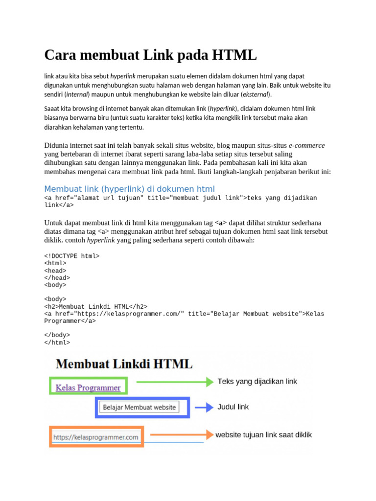 Cara Membuat Link Pada HTML | PDF