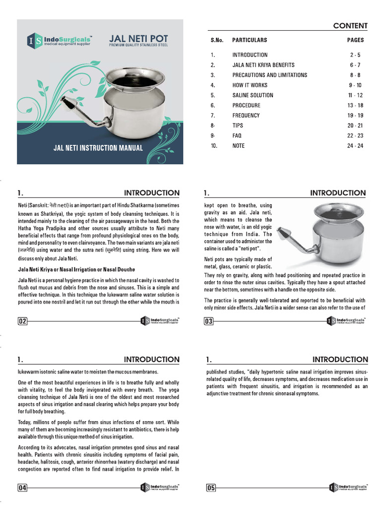 IndoSurgicals - Jala Neti Pot Manual | PDF