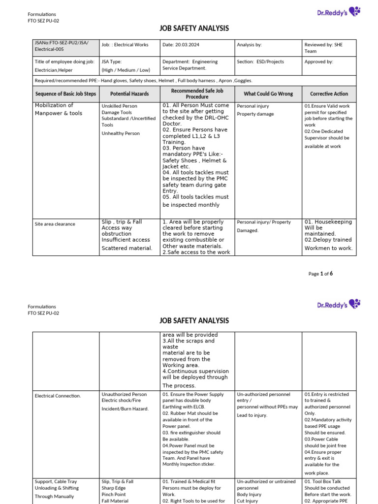 PU2 JSA Electrical | PDF