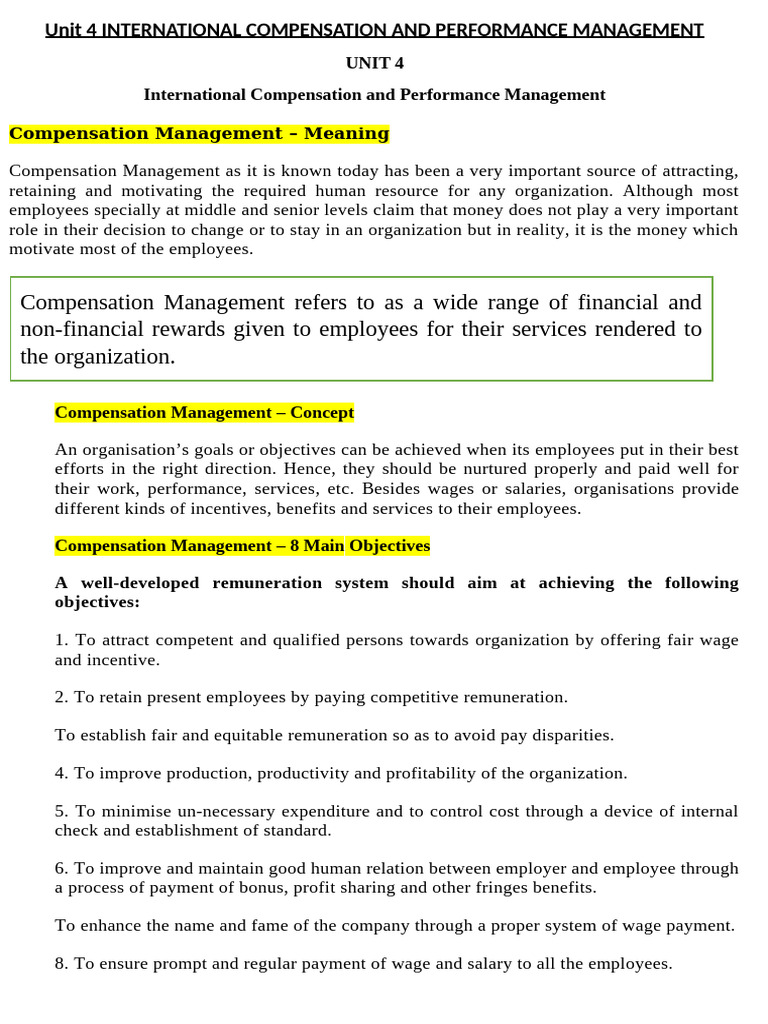 UNIT IV IHRM CP 104 | PDF