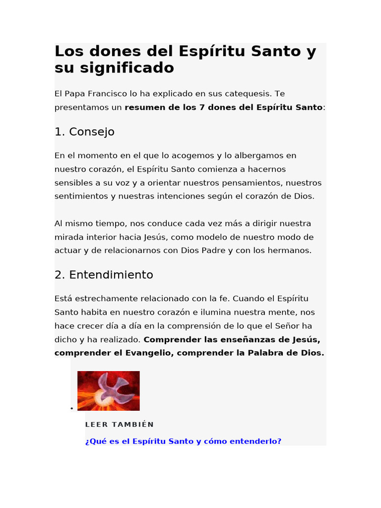 Dones y Significado Del Espiritu Santo | PDF