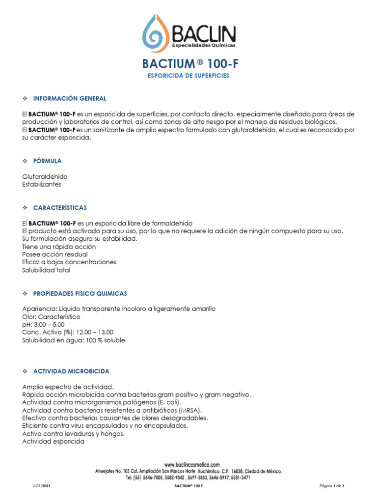 Bactium 100 F | PDF
