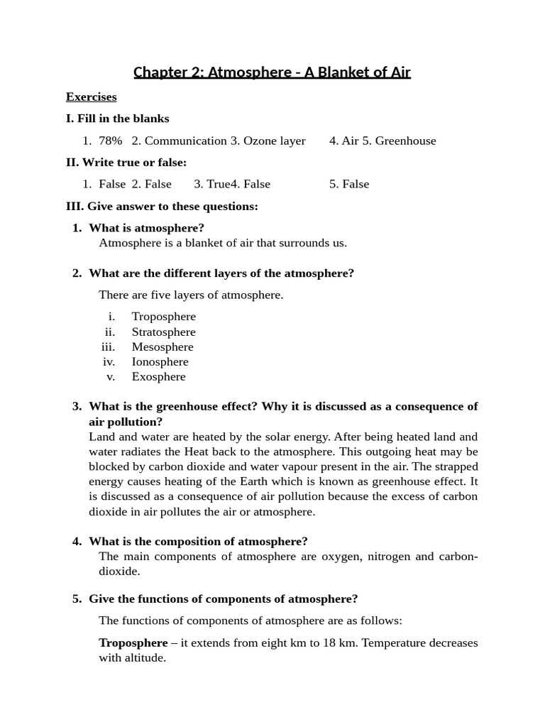 Ch 2 Atmosphere - A Blanket of Air | PDF