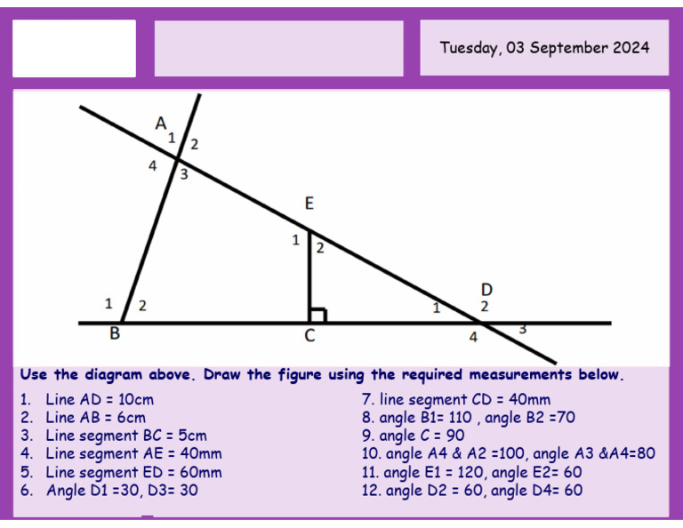 Drawing Lines and Angles - Activity 1 3 | PDF