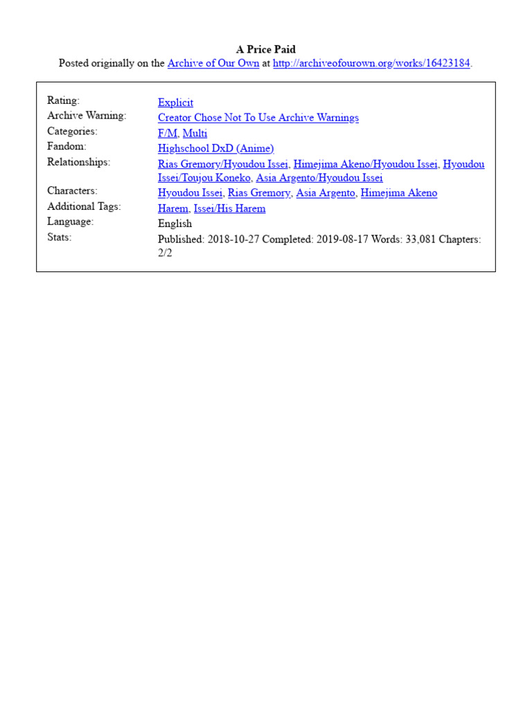 A Price Paid | PDF