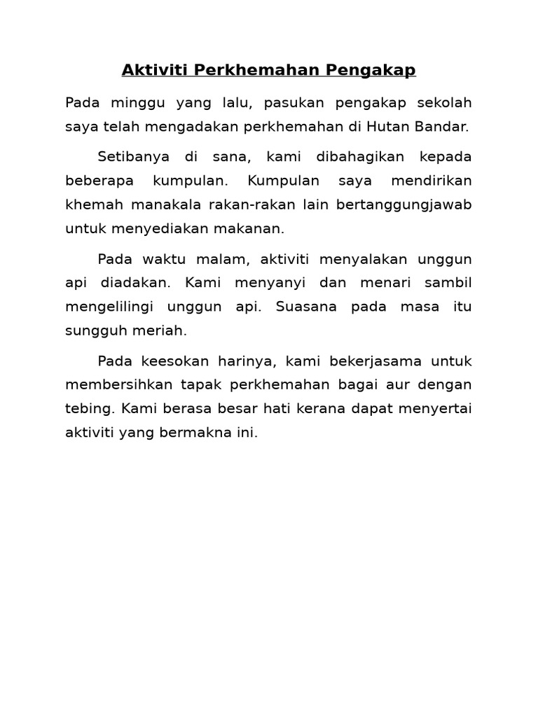 Aktiviti Perkhemahan Pengakap | PDF