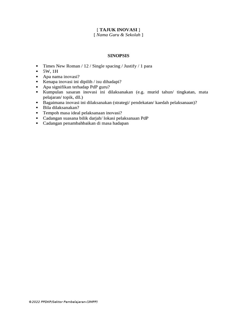 TEMPLAT PENULISAN 3 MIN PDP PITCHING | PDF