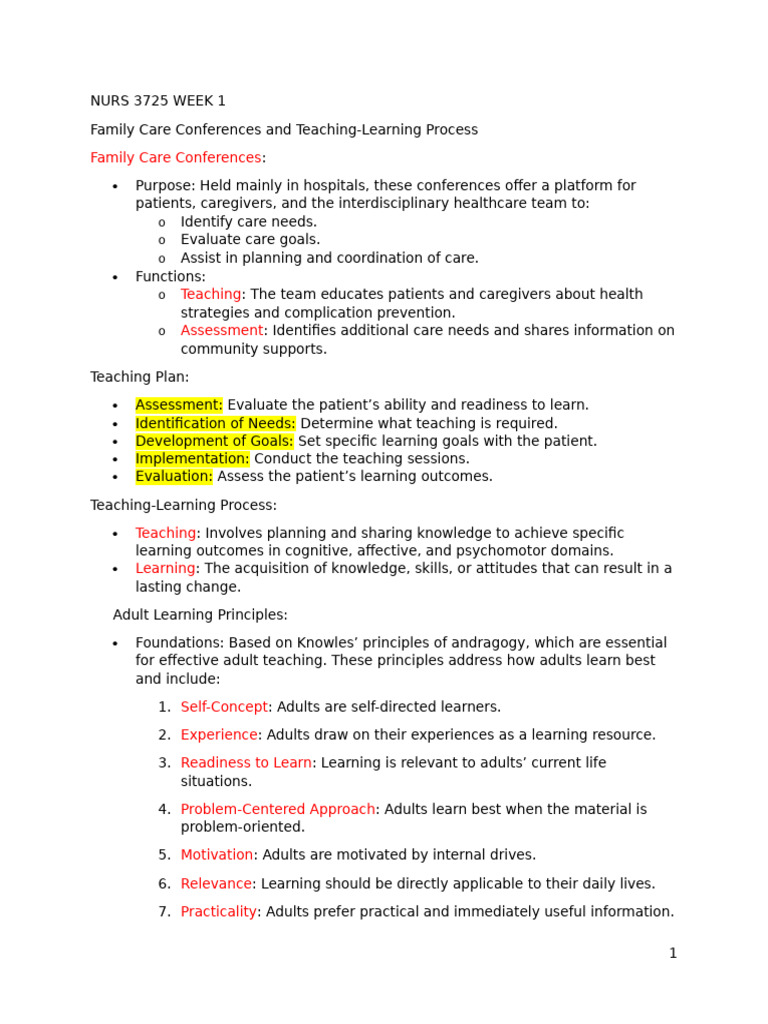 Nurs 3725 Week 1 | PDF