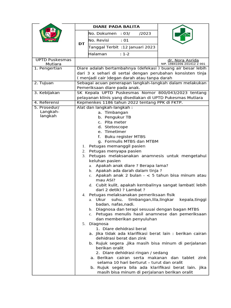 Sop Diare Pada Balita | PDF