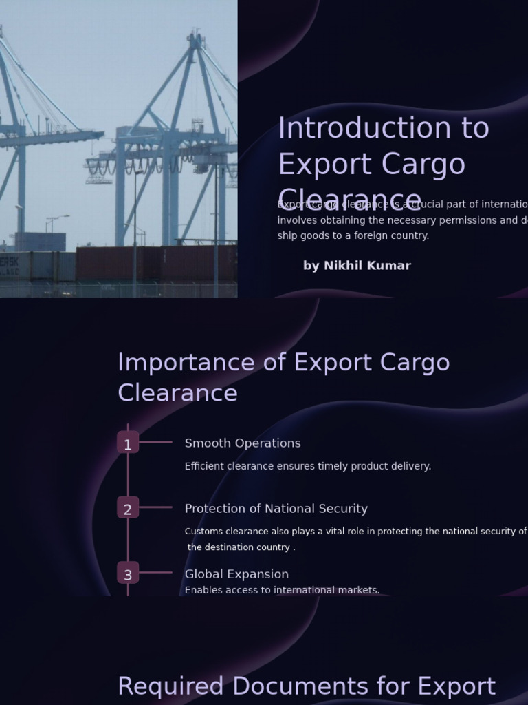 Introduction To Export Cargo Clearance: by Nikhil Kumar | PDF