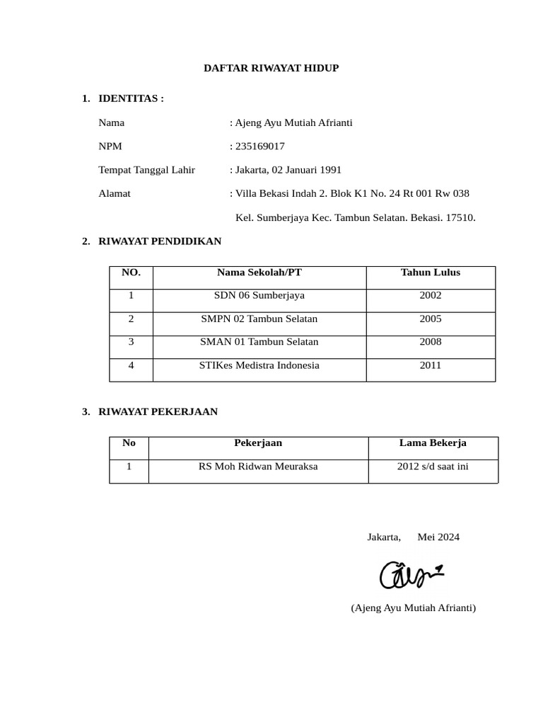 CV Ajeng Ayu 235169017 | PDF