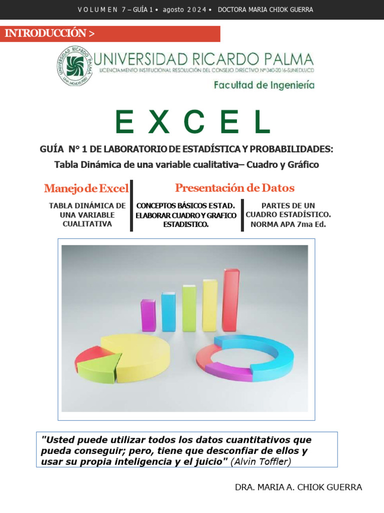 Guia 1 Lab EyP Tabla Dinamica de 1 Variable 2024-2 | PDF