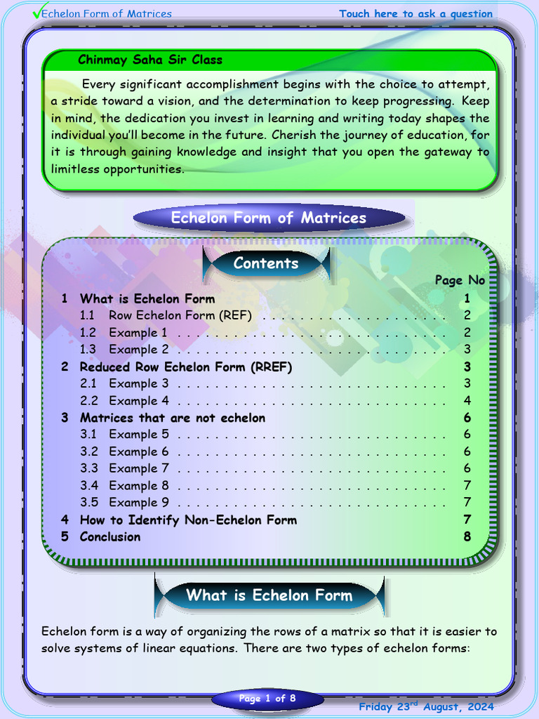 2 Echelon Form of Matrices | PDF