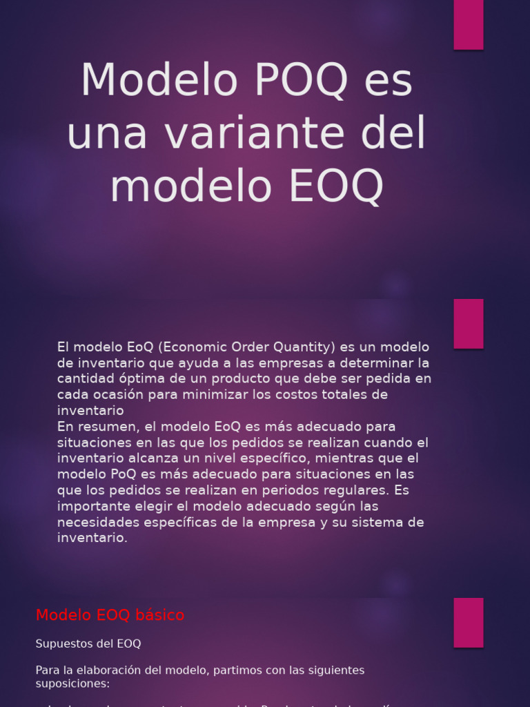 Modelo POQ Es Una Variante Del Modelo EOQ | PDF