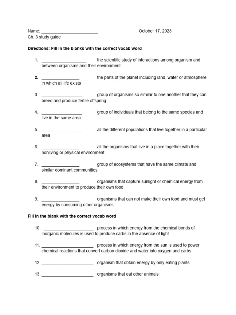 ch.3 Study Guide | PDF