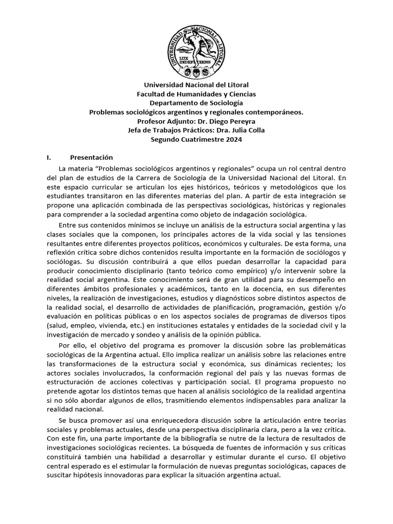 Programa PSARC UNL 2024 | PDF