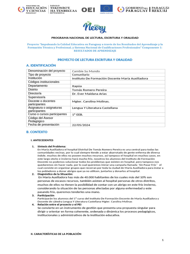 Proyecto Lengua Castellana | PDF