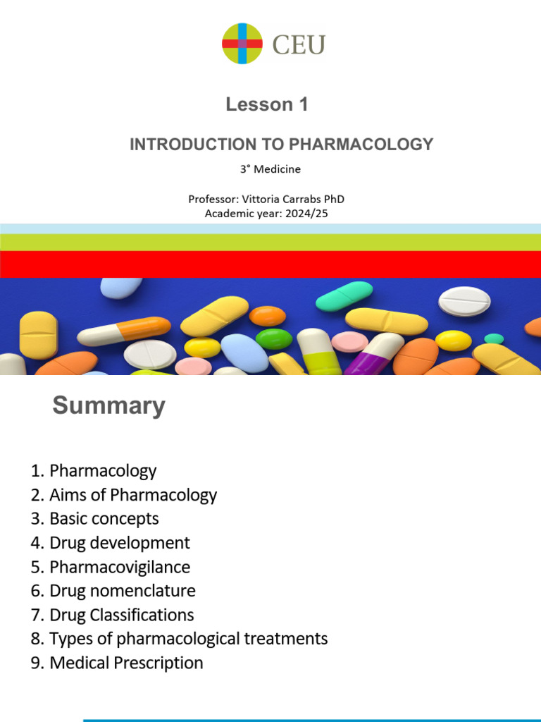 Lesson 1 - Introduction To Pharmacology | PDF