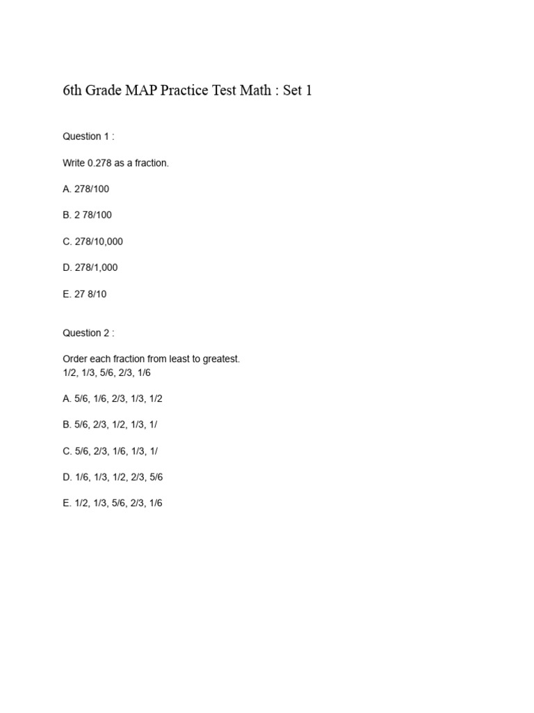 6th Grade Practice Test | PDF