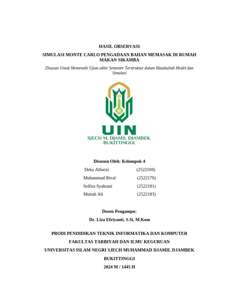 Uas Monte Carlo Kel 4 | PDF