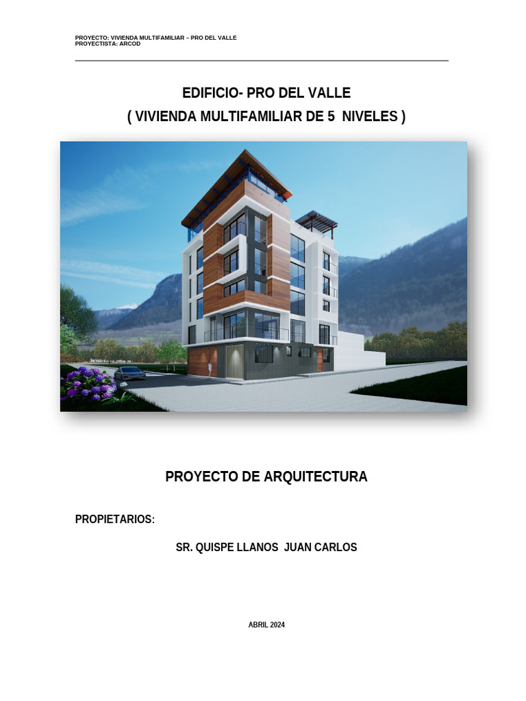 Memoria Decriptiva - Arquitectura Edificio - Pro Del Valle | PDF