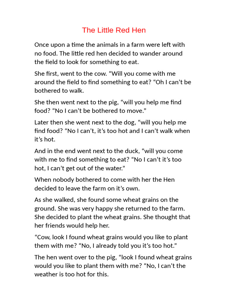 The Little Red Hen - Docx7mins | PDF