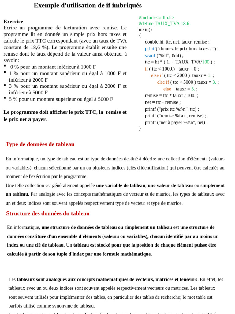COURS 3 C-Tableaux Pointeur Chaines | PDF