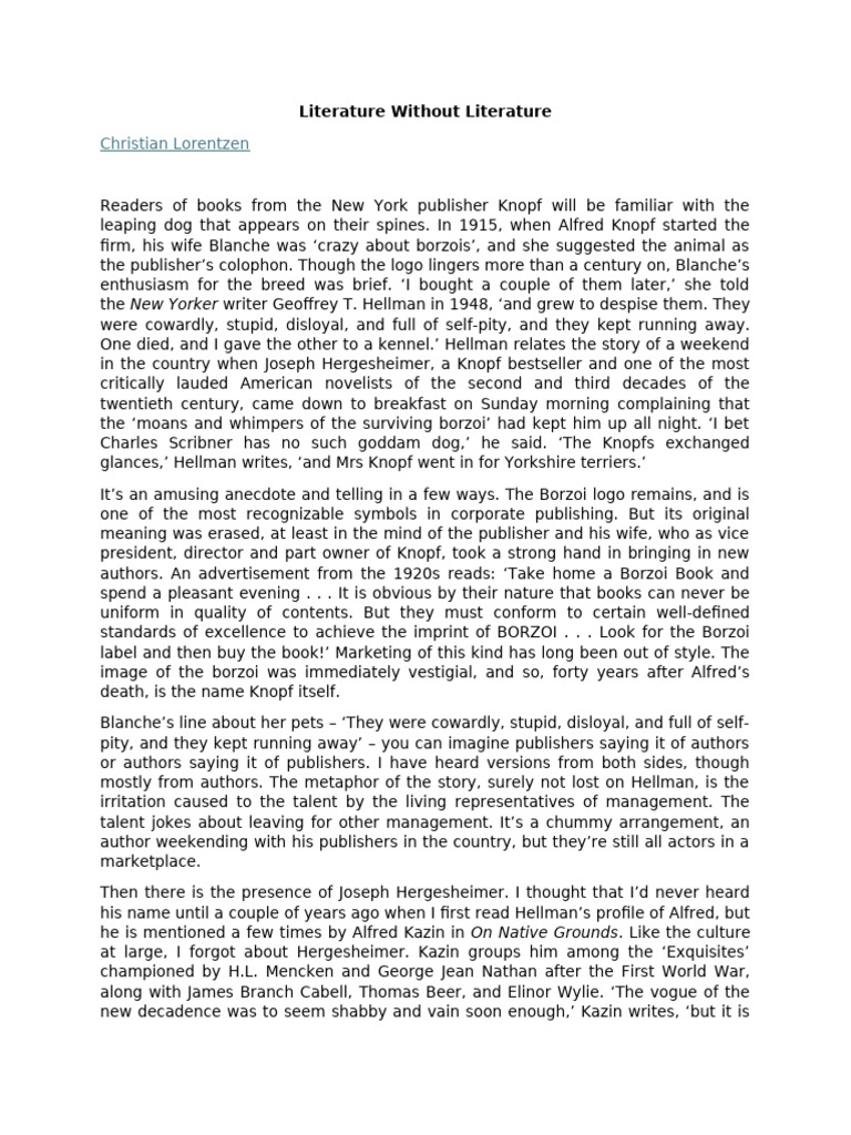 Literature Without Literature | PDF
