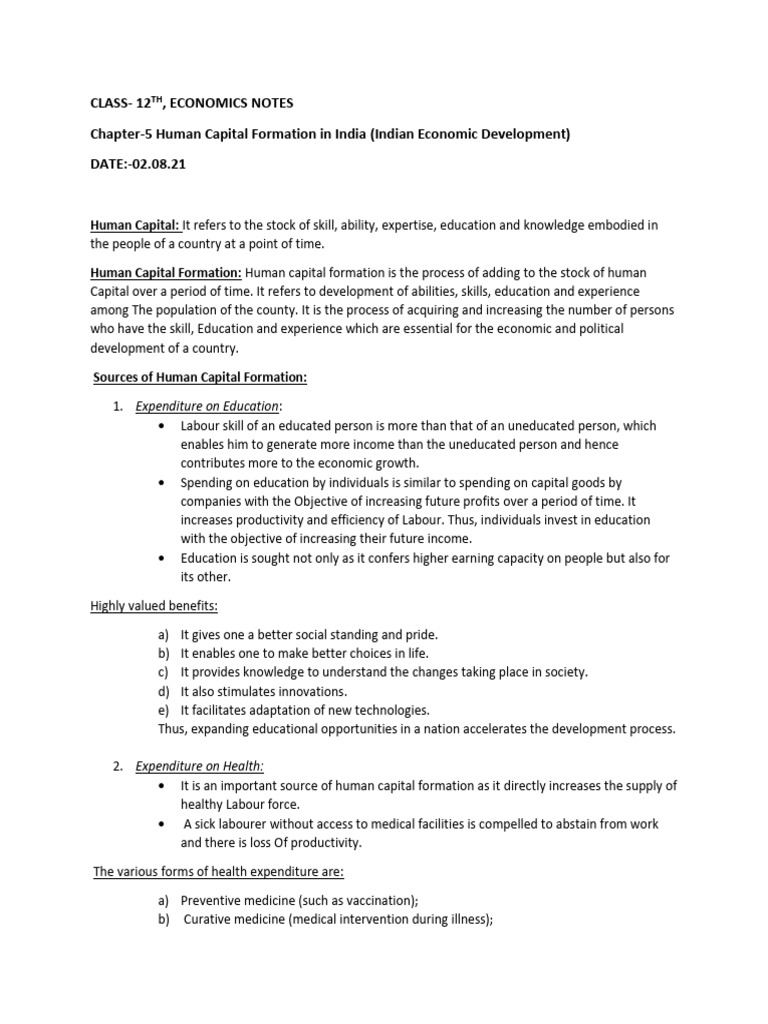 12th, Economics Notes, 02.08.21 | PDF