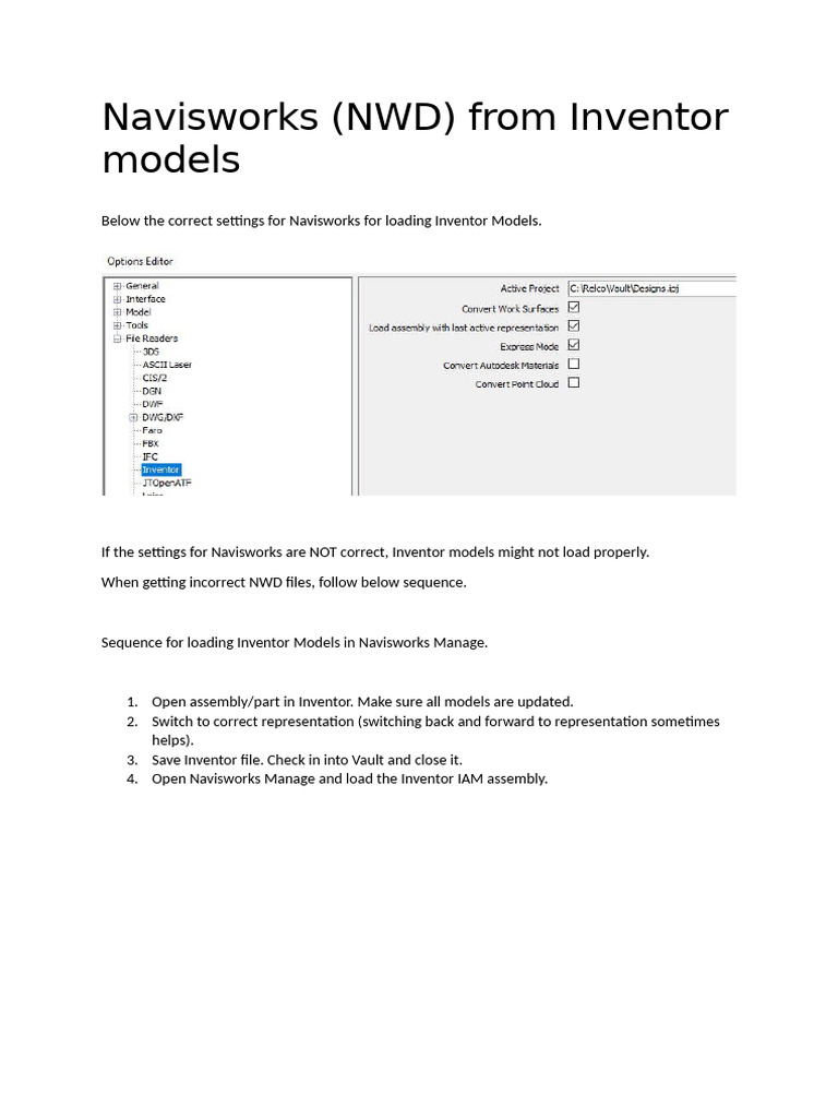 Navisworks (NWD) From Inventor Models | PDF