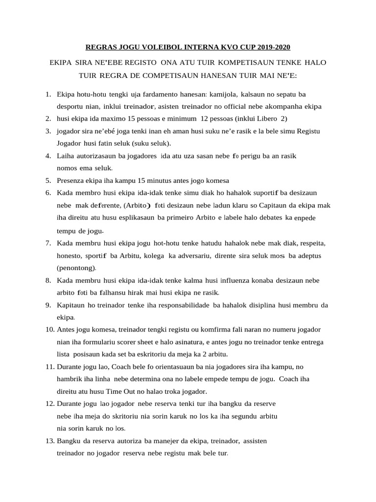 Regras Jogu Voleibol Interna | PDF