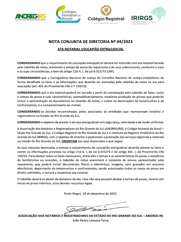NOTA - ATA NOTARIAL USUCAPIÃO | PDF