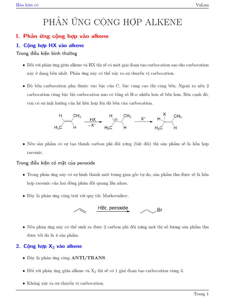 Phản ứng Alkene | PDF