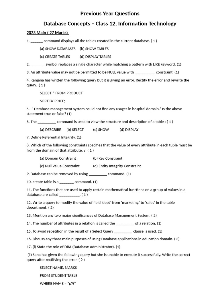 Previous Year Questions | PDF