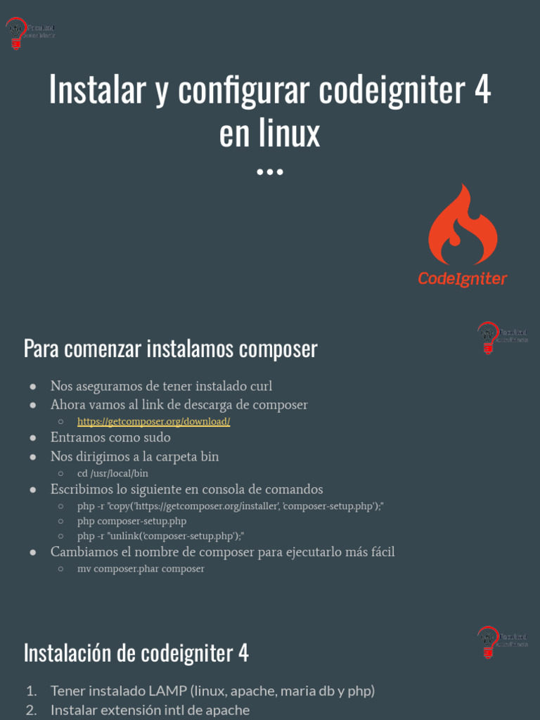 Instalar y Configurar Codeigniter 4 en Linux | PDF