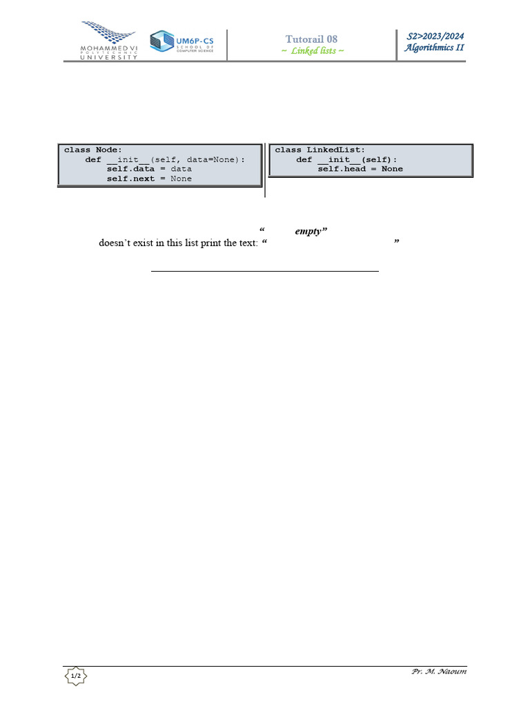 Tutorial Linked Lists | PDF Tutorial Linked Lists | PDF