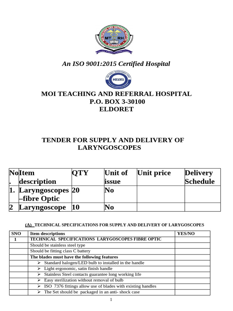 MTRH-T - Supply - and - Delivery - of - Laryngoscope - Docx Filename - UTF-8''MTRH-T Supply and ...