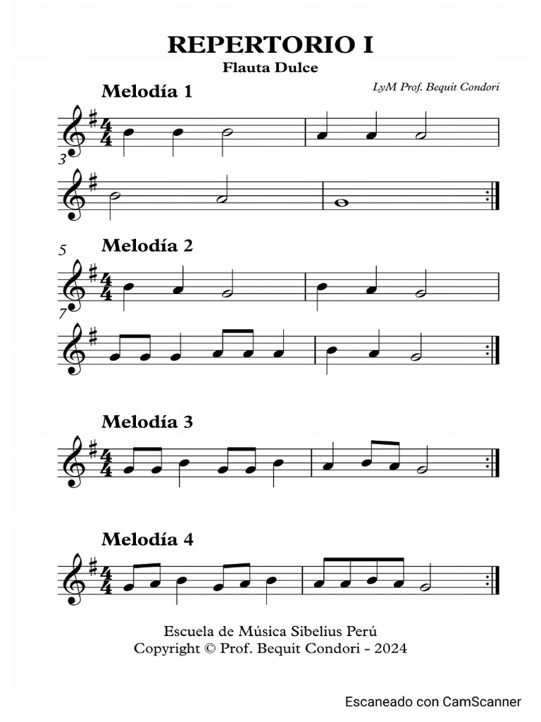 Repertorio 1 Flauta Dulce - Partitura Completa | PDF