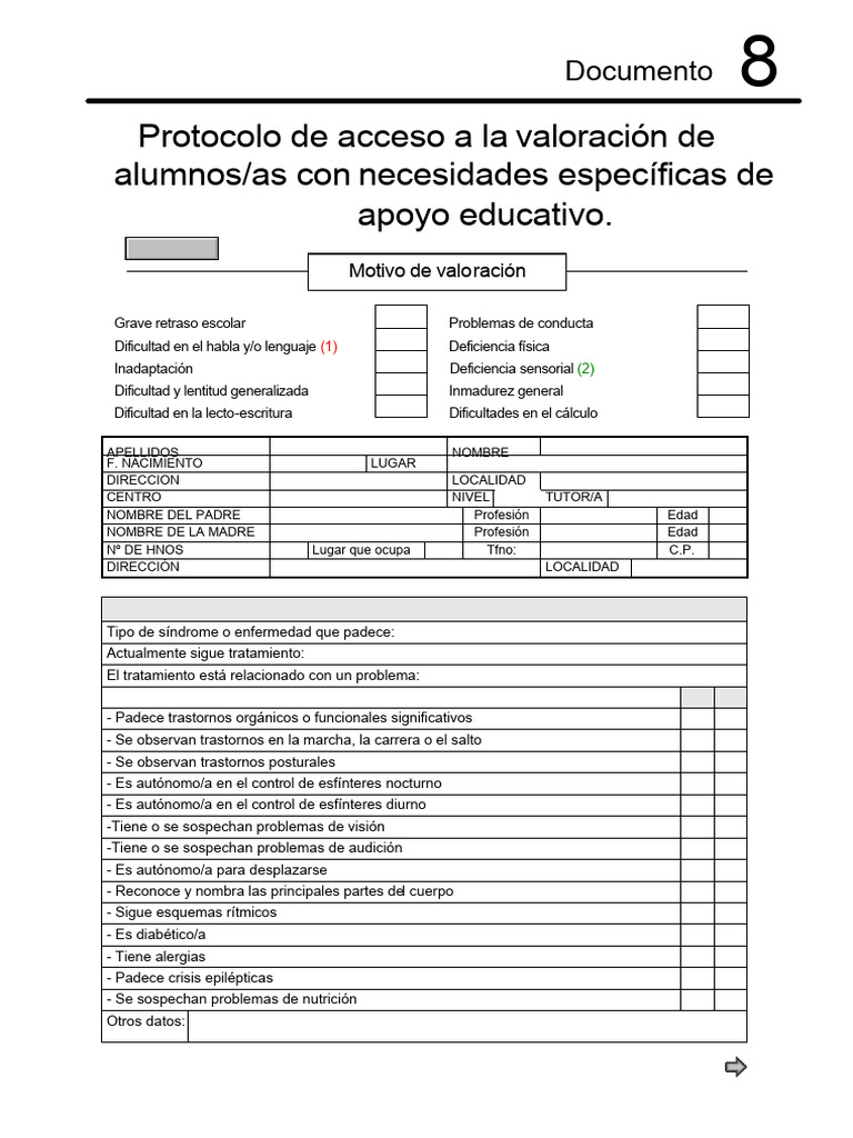 Protocolo Valoracion NEAE | PDF | Salón de clases | Salud y bienestar