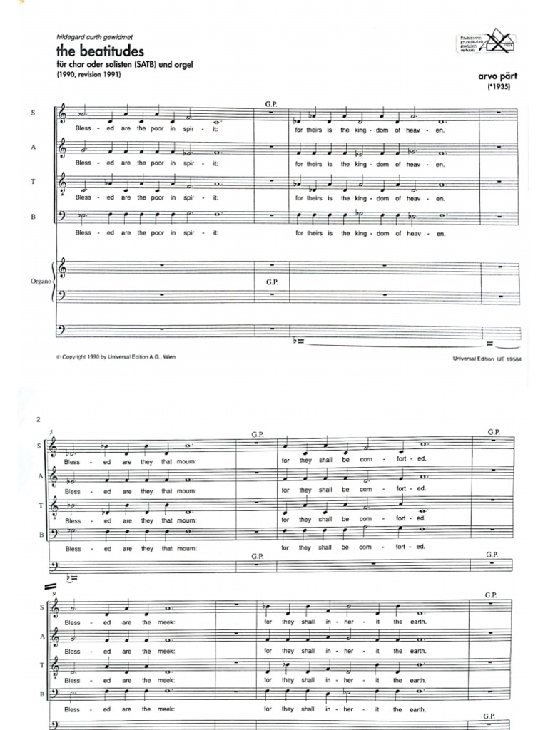 The Beatitudes - Arvo Pärt | PDF