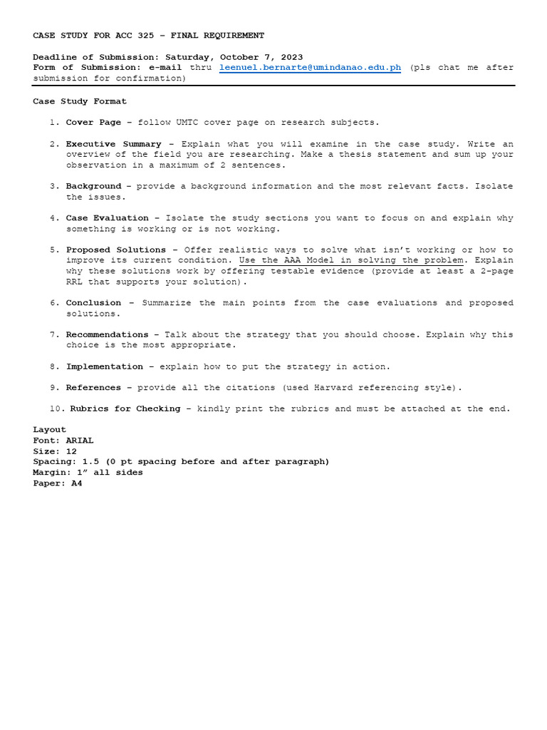 Case Study For Acc 325 Format | PDF
