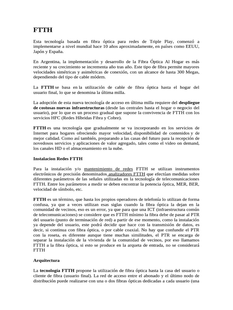 FTTH Como Funciona | PDF