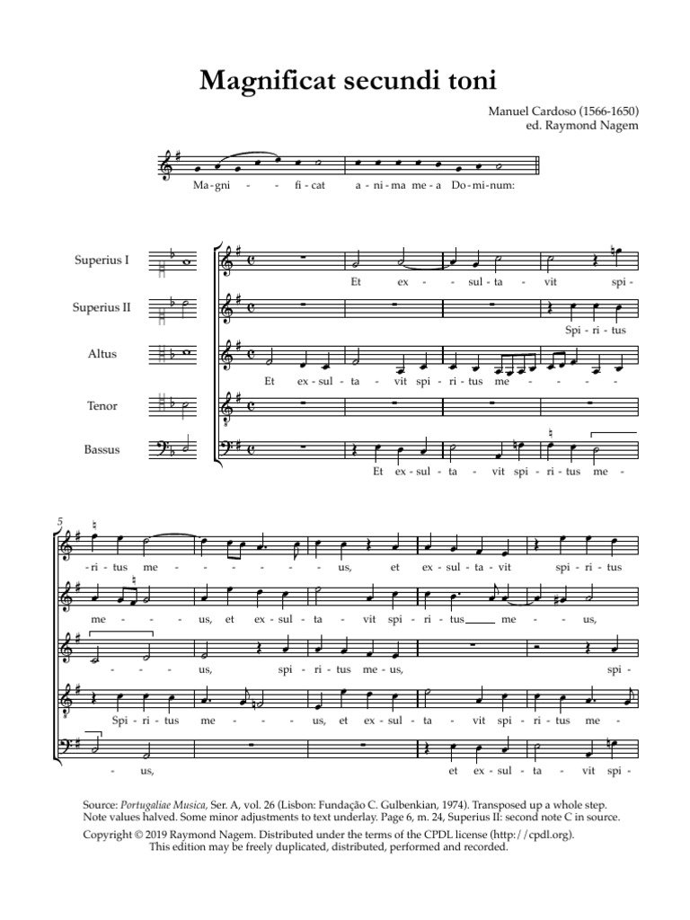 Cardoso - Magnificat Secundi Toni A 5 | PDF