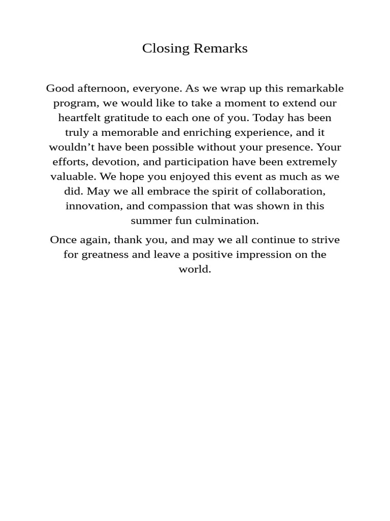 Closing Remarks | PDF